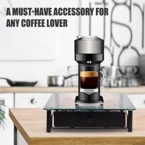 Tempered Glass Coffee Pod Drawer,Nespresso Vertuo Pod Holder Drawer for 40（1.35/2.7 floz) Vertuoline Pod, Nespresso Capsule Organizer Compatible with Vertuo Next Vertuo Plus,14.76"D x 12.99"W x 3.5"H