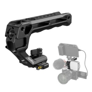 smallrig lightweight nato top handle, quick release nato grip w/nato rail for dslr camera cage, universal top handle with 5 cold shoe adapters - 4345