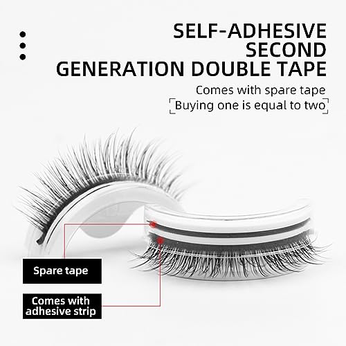 Self Adhesive Eyelashes 3 Pairs Reusable False Lashes Natural Look Waterproof Self Stick Eyelash Kit for Makeup No Glue and Eyeliner Fake Eye Lashes