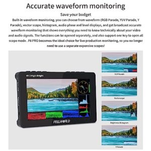 FEELWORLD F6 Pro +Battery +Charger+Carry Case 5.5 Inch 1600nits Touchscreen DSLR Camera Field Monitor with 3D LUT F970 External Kit Install for Power Wireless Transmission FHD 1920x1080 4K HDMI