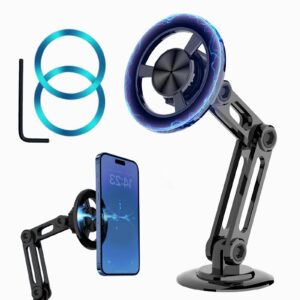 fullikes magnetic car mount for cell phone, compatible with magsafe car mount, cell phone holder car magnetic with adjustable arm, magnet phone holder for car, gifts for men women