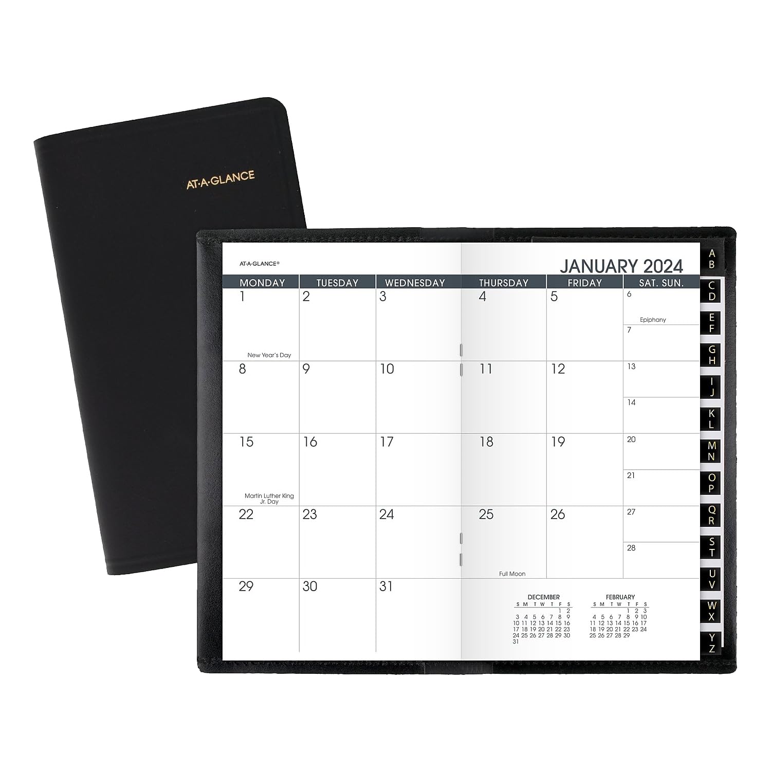 2024-2025 AT-A-GLANCE 3.5-inch x 6-inch Monthly Planner, Black (70-064-05-24)