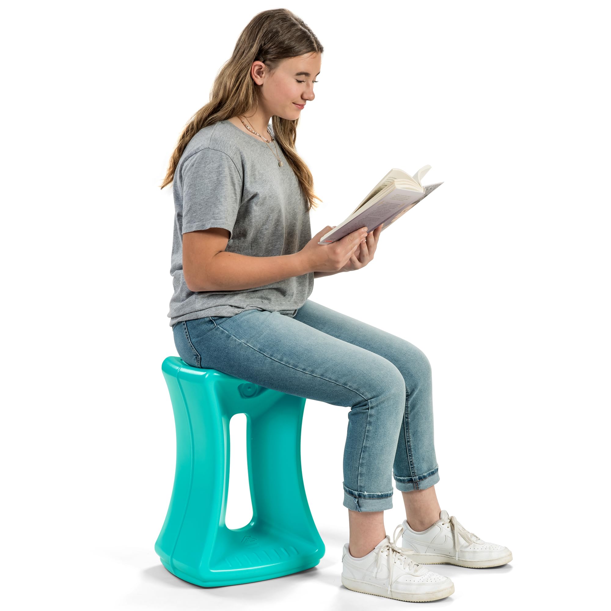 Simplay3 American Home Live Fit Active Balance Chair, 20" Stool for Adults and Teens- Ergonomic Office Desk Chair with Rock, Wobble, Tilt Motion for Learning, Work and Study, Aqua