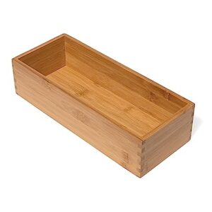 Lipper International Bamboo Utensil Holder Storage Box for Cooking Tools, Makeup, or Office Supplies, 5" x 12" x 3"