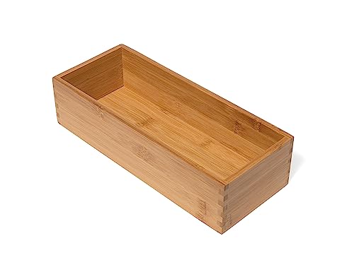 Lipper International Bamboo Utensil Holder Storage Box for Cooking Tools, Makeup, or Office Supplies, 5" x 12" x 3"