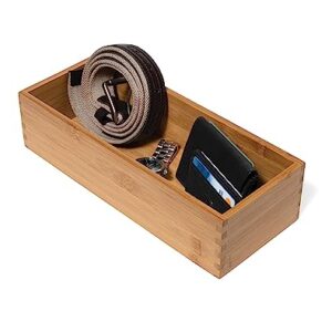 Lipper International Bamboo Utensil Holder Storage Box for Cooking Tools, Makeup, or Office Supplies, 5" x 12" x 3"