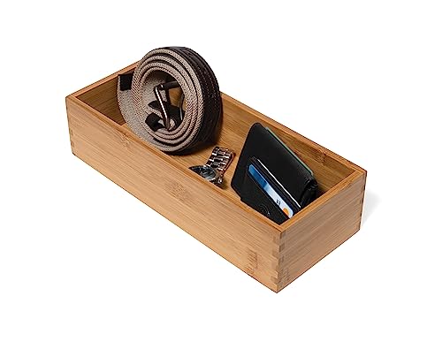 Lipper International Bamboo Utensil Holder Storage Box for Cooking Tools, Makeup, or Office Supplies, 5" x 12" x 3"