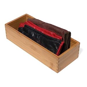 Lipper International Bamboo Utensil Holder Storage Box for Cooking Tools, Makeup, or Office Supplies, 5" x 12" x 3"