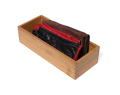 Lipper International Bamboo Utensil Holder Storage Box for Cooking Tools, Makeup, or Office Supplies, 5" x 12" x 3"