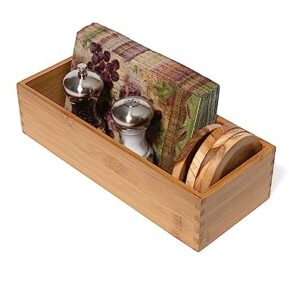 Lipper International Bamboo Utensil Holder Storage Box for Cooking Tools, Makeup, or Office Supplies, 5" x 12" x 3"