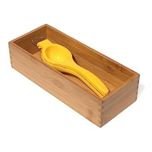 Lipper International Bamboo Utensil Holder Storage Box for Cooking Tools, Makeup, or Office Supplies, 5" x 12" x 3"