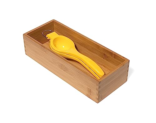 Lipper International Bamboo Utensil Holder Storage Box for Cooking Tools, Makeup, or Office Supplies, 5" x 12" x 3"