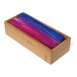 Lipper International Bamboo Utensil Holder Storage Box for Cooking Tools, Makeup, or Office Supplies, 5" x 12" x 3"