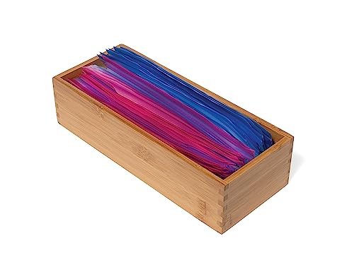 Lipper International Bamboo Utensil Holder Storage Box for Cooking Tools, Makeup, or Office Supplies, 5" x 12" x 3"