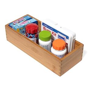 Lipper International Bamboo Utensil Holder Storage Box for Cooking Tools, Makeup, or Office Supplies, 5" x 12" x 3"