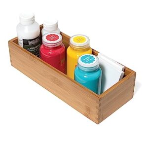 Lipper International Bamboo Utensil Holder Storage Box for Cooking Tools, Makeup, or Office Supplies, 5" x 12" x 3"