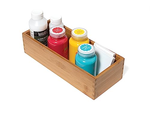 Lipper International Bamboo Utensil Holder Storage Box for Cooking Tools, Makeup, or Office Supplies, 5" x 12" x 3"