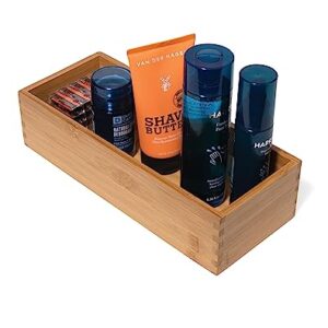 Lipper International Bamboo Utensil Holder Storage Box for Cooking Tools, Makeup, or Office Supplies, 5" x 12" x 3"