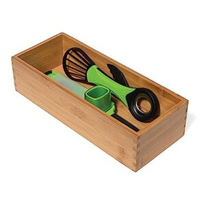 Lipper International Bamboo Utensil Holder Storage Box for Cooking Tools, Makeup, or Office Supplies, 5" x 12" x 3"