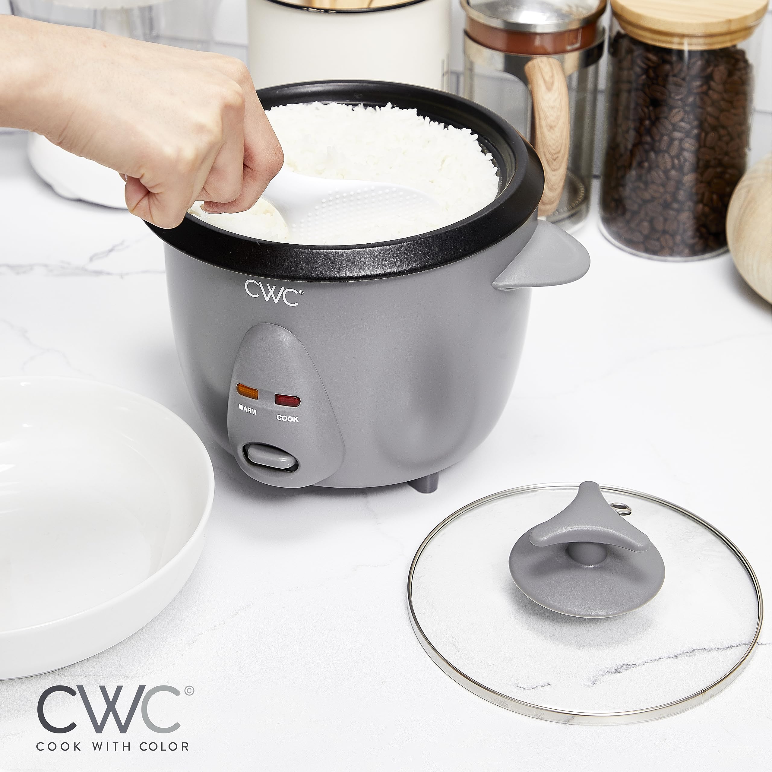 COOK WITH COLOR 6 Cup Rice Cooker 300W - Effortless Cooking and Greatly, Cooks 3 Cups of Raw Rice for 6 Cups of Cooked Rice, Navy