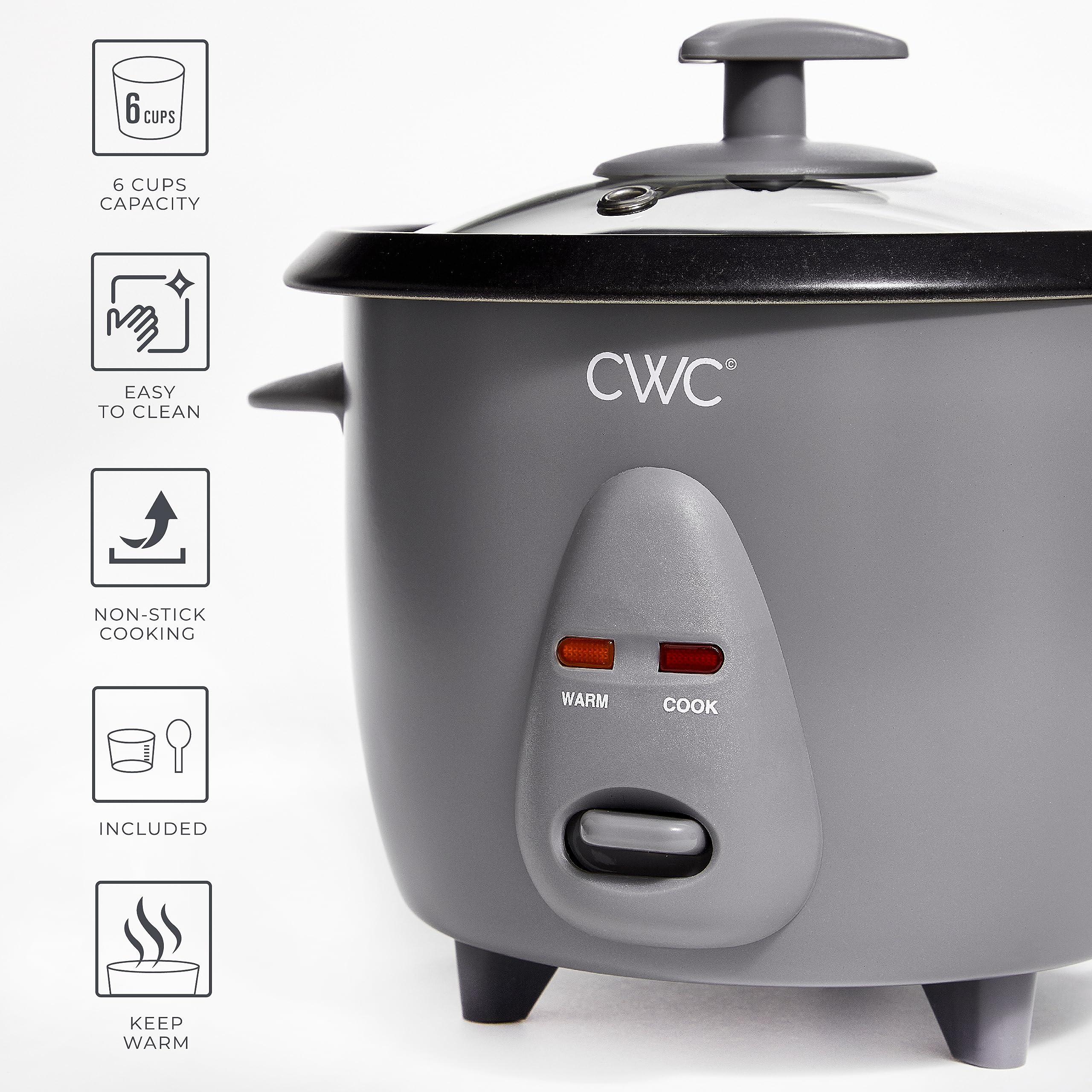 COOK WITH COLOR 6 Cup Rice Cooker 300W - Effortless Cooking and Greatly, Cooks 3 Cups of Raw Rice for 6 Cups of Cooked Rice, Navy