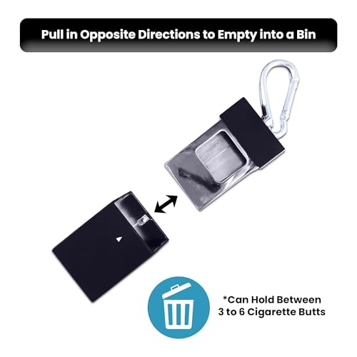 Jeuristic Ashtrays for Cigarettes Portable Pocket Ashtray - Pack of 2 Premium Fireproof ABS Metal Smell Proof Cool Travel Ashtray with Keychain Outdoor Butt Disposal Box Cute Fancy Ash Tray Black