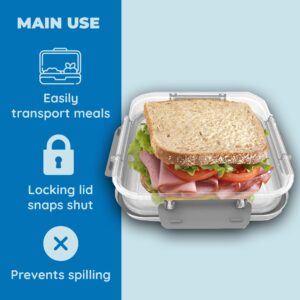 Biosmart Sandwich Container: 2 Pack Reusable, BPA Free Plastic Food Storage with Snap-Off, Leak-Proof Lid