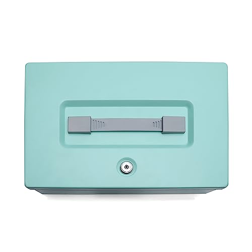 Honeywell Safes & Door Locks - Small Safe Box for Home - Fire Resistant Documents Lock Box with Keys - Steel Security with Key Lock for Personal Items, Jewelry, Money - 0.17 Cubic Feet - Teal - 6124TL