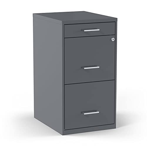 Staples 3-Drawer Vertical File Cabinet, Locking, Letter, Charcoal, 18"D (18606)