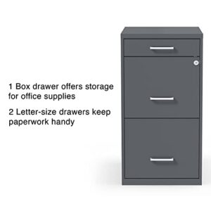 Staples 3-Drawer Vertical File Cabinet, Locking, Letter, Charcoal, 18"D (18606)