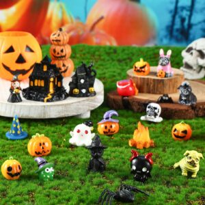 soaoo 20 pcs halloween miniature figurines resin pumpkin ghost ornaments halloween garden miniature landscape for halloween party village bonsai crafts outdoor home garden decor