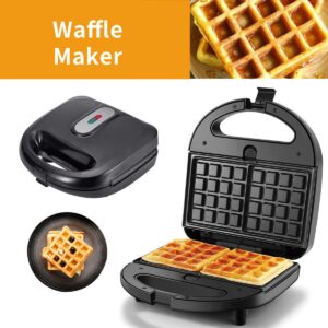 Baotkere Donut Maker, 3 in 1 Electric Waffles Sandwich Machine，Panini Press Grill Iron Set with 3 interchangeable Removable Non Stick Plates，750W Detachable Dessert Toaster, Perfect for Breakfast