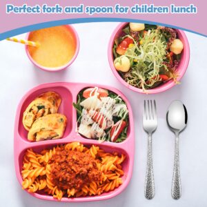 E-far Toddler Forks and Spoons Set, 10-Piece Stainless Steel Toddler Utensils Kids Safe Silverware for Self Feeding, Healthy & Non-Toxic, Dishwasher Safe