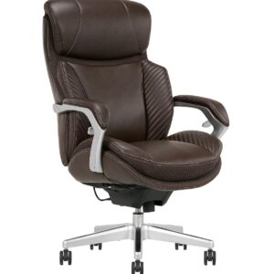 Serta iComfort i6000 Series Big & Tall Ergonomic Bonded Leather High-Back Executive Chair, Brown/Silver