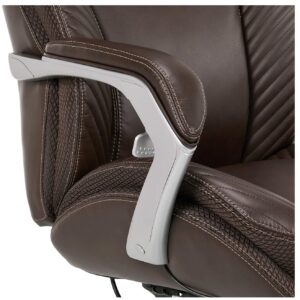 Serta iComfort i6000 Series Big & Tall Ergonomic Bonded Leather High-Back Executive Chair, Brown/Silver