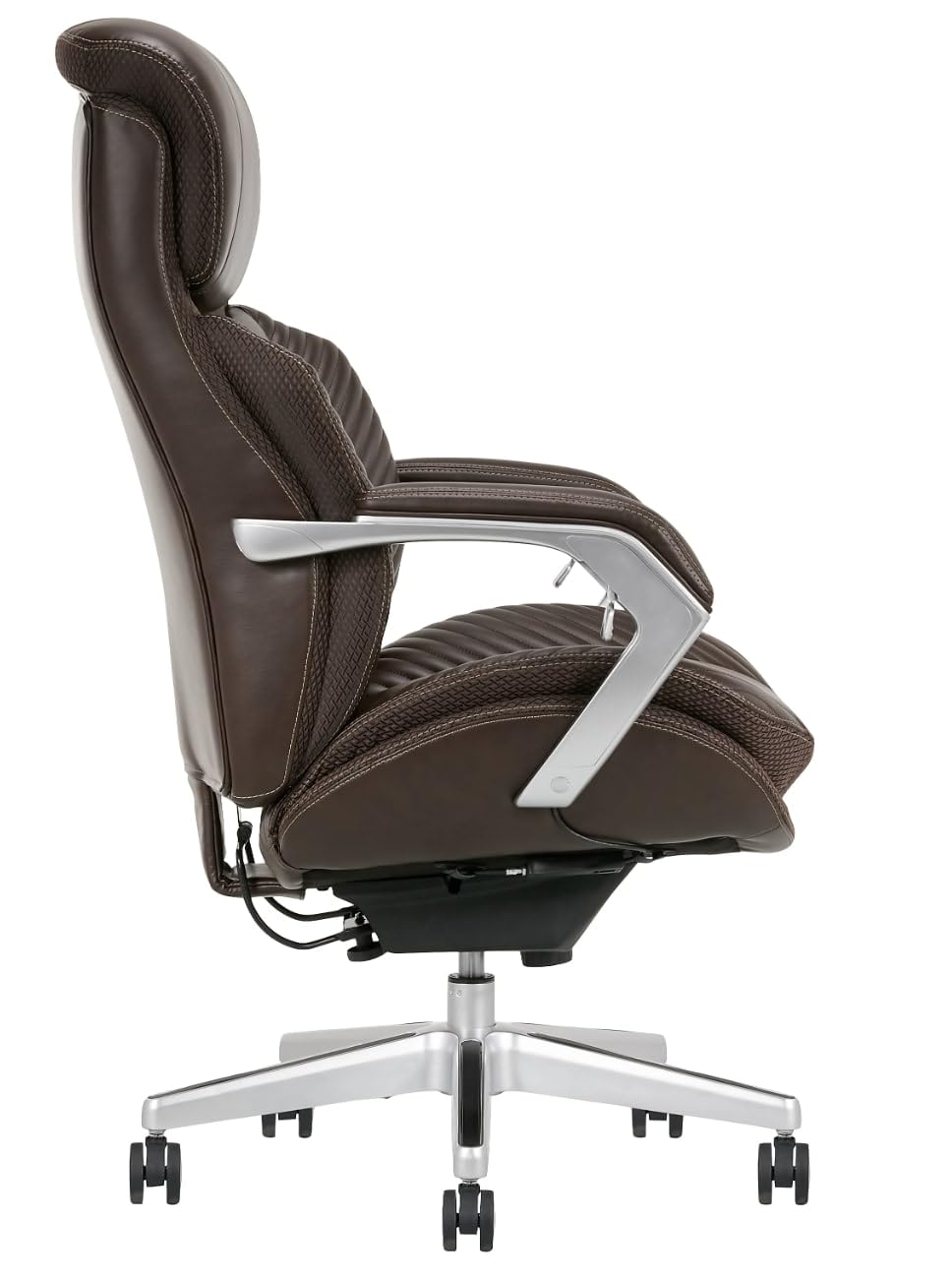 Serta iComfort i6000 Series Big & Tall Ergonomic Bonded Leather High-Back Executive Chair, Brown/Silver