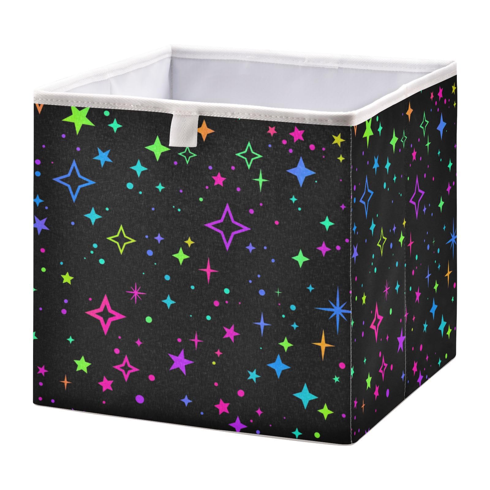 Kigai Fabric Cube Storage Bins Foldable Storage Box Waterproof Storage Cubes Organizer with Handles Storage Basket for Shelves, Home, Office, Nursery, 11"x11"x11", Star