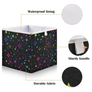 Kigai Fabric Cube Storage Bins Foldable Storage Box Waterproof Storage Cubes Organizer with Handles Storage Basket for Shelves, Home, Office, Nursery, 11"x11"x11", Star