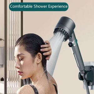 Handheld Shower Head with Filter, High Pressure 3 Spray Mode Showerhead with Switch, High Pressure Shower Head with Brush for Massaging The Scalp-International 4-Point Interface.