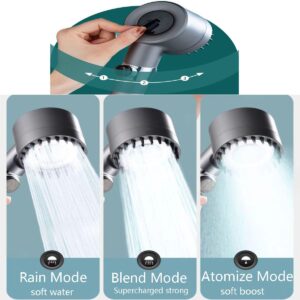 Handheld Shower Head with Filter, High Pressure 3 Spray Mode Showerhead with Switch, High Pressure Shower Head with Brush for Massaging The Scalp-International 4-Point Interface.