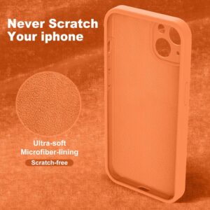 Vooii Compatible with iPhone 14 Plus Case with Screen Protector, Upgraded Liquid Silicone with [Camera Protection] [Soft Anti-Scratch Microfiber Lining] Phone Case for iPhone 14 Plus - Bright Orange