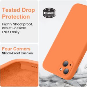 Vooii Compatible with iPhone 14 Plus Case with Screen Protector, Upgraded Liquid Silicone with [Camera Protection] [Soft Anti-Scratch Microfiber Lining] Phone Case for iPhone 14 Plus - Bright Orange