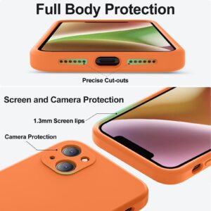 Vooii Compatible with iPhone 14 Plus Case with Screen Protector, Upgraded Liquid Silicone with [Camera Protection] [Soft Anti-Scratch Microfiber Lining] Phone Case for iPhone 14 Plus - Bright Orange