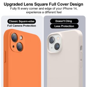 Vooii Compatible with iPhone 14 Plus Case with Screen Protector, Upgraded Liquid Silicone with [Camera Protection] [Soft Anti-Scratch Microfiber Lining] Phone Case for iPhone 14 Plus - Bright Orange