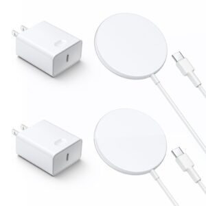 magnetic wireless charger for iphone 15 14 wireless charger with 20w pd usb c charger, 2 pack smoonface compatible with magsafe charger for iphone 15/15pro/15promax/ 14/14pro/14plus/14promax/airpods3