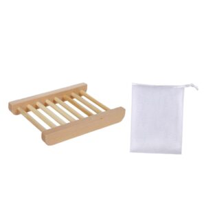 zerodeko 1 set soap organizer soap draining holder soap ravk bathroom accessories bathroom wooden soap holder bathroom wooden soap case foaming net bamboo soap dish handmade soap