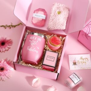 Birthday Gifts for Women, Relaxing Spa Gift Basket Set, Happy Birthday Friendship Gifts for Women, Pink Gift Set Box for Women Best Female Friends Sister Mom Wife Her Girlfriend Coworker Bestie