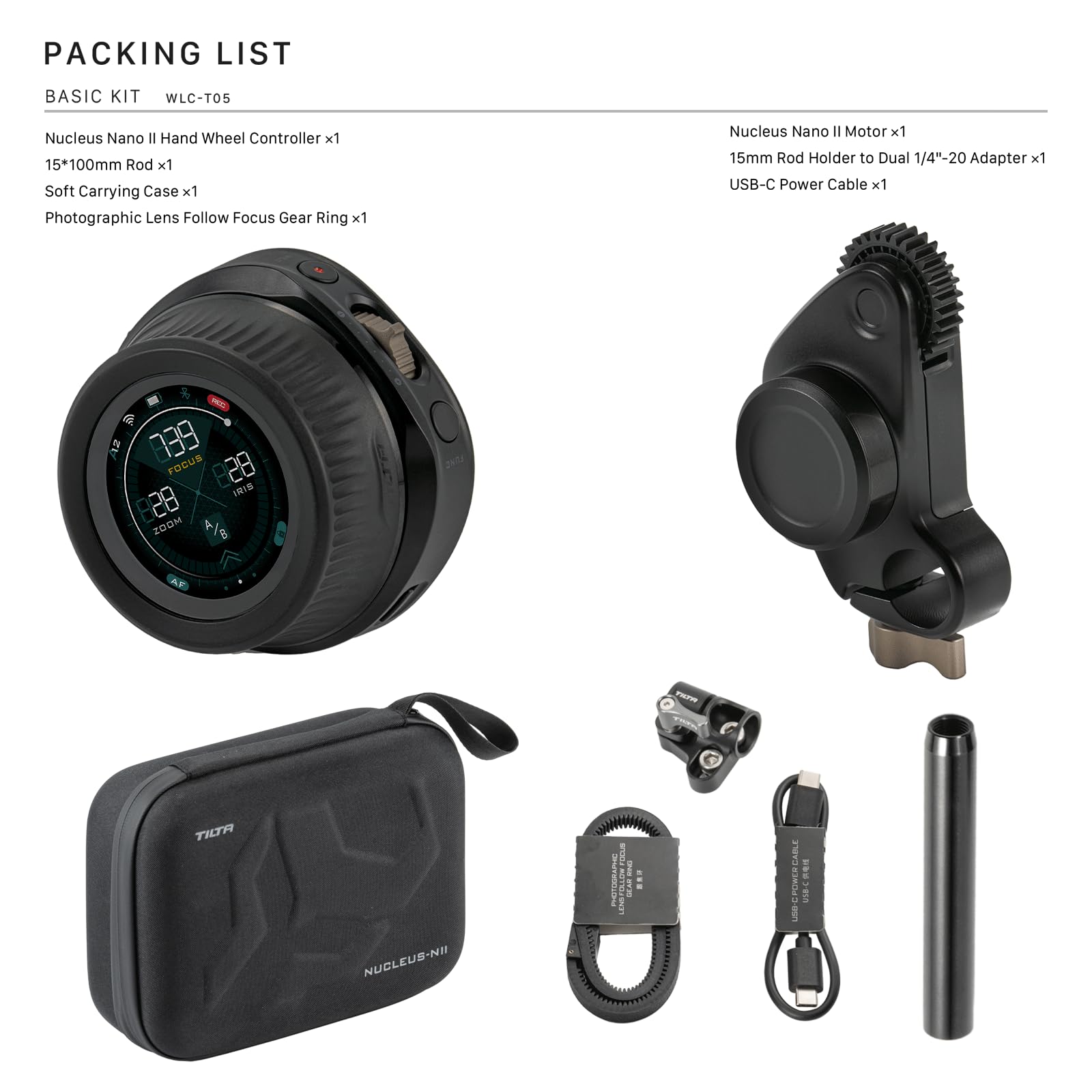 Tilta Nucleus Nano II Wireless Lens Control System | Wireless Zoom, Focus, Aperture Control | Follow Focus | Accurate Pulling | Touch Screen | WLC-T05 (Wireless Lens Control System)