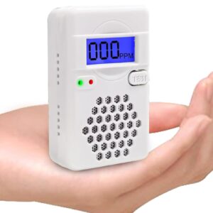 mini carbon monoxide detector alarm with digital lcd display, co detector alarm with replaceable battery,test-reset button, low battery indicator, portable,complies with ul2034(batteries not included)