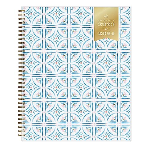 2023-2024 Day Designer Elle Frosted Polypropylene Weekly/Monthly Academic Planning Calendar, 8-1/2" x 11", Blue, July 2023 to June 2024, 142487